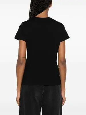 Pinko Logo-embroidered T-shirt - Black