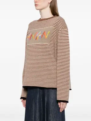 YANYAN Logo-embroidered Stripe-pattern Jumper