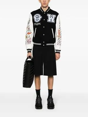 Off-White Logic Patch Varsity Jacket - Black