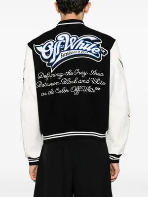 Off-White Logic Patch Varsity Jacket - Black