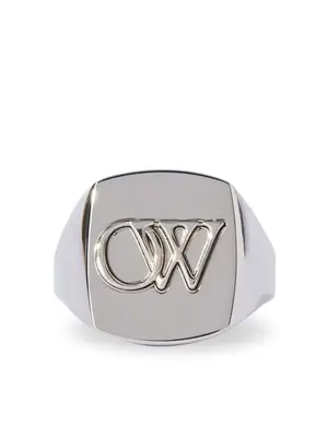Off-White Embossed Signet Ring
