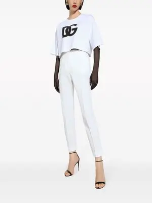 Dolce & Gabbana High-waisted Gabardine Trousers - White