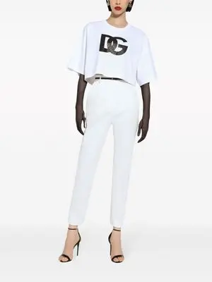 Dolce & Gabbana High-waisted Gabardine Trousers - White