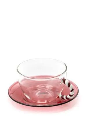 CU I SEEYOU Christmas Striped-handle Glass Teacup