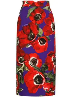 Dolce & Gabbana Floral-print Pencil Skirt - Purple