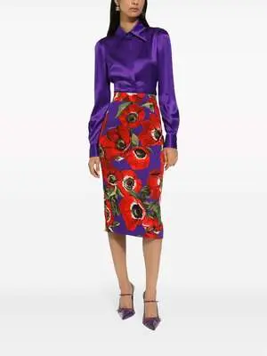 Dolce & Gabbana Floral-print Pencil Skirt - Purple