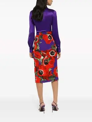 Dolce & Gabbana Floral-print Pencil Skirt - Purple