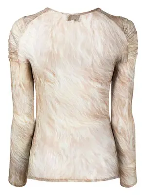 Collina Strada Fur-print Mesh Top