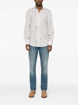 Brunello Cucinelli Paisley-print Linen Shirt - Neutrals