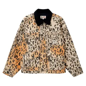 StÜssy Leopard Print Canvas Shop Jacket - Brown
