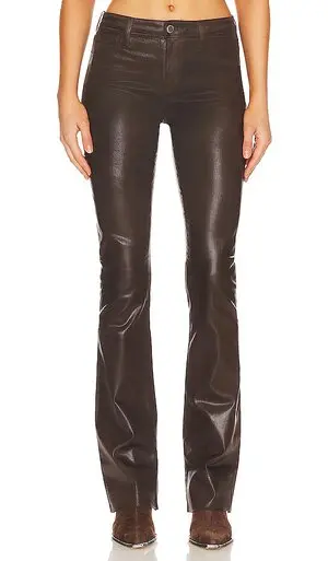 Brown Coated Flare Jeans