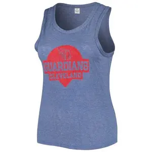SOFT AS A GRAPE Cleveland Guardians High Neck Tri-blend Tank Top