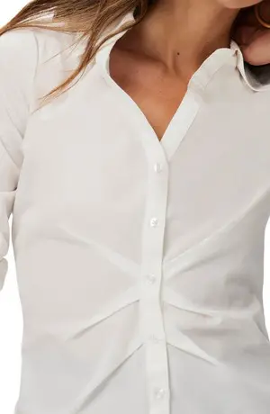 Paige Alera Pleated Cotton Button-up Shirt