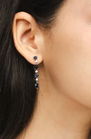 VALANI ATELIER Sapphire & Diamond Linear Drop Earrings