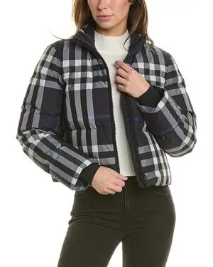 Burberry Burberry Check Cropped Down Puffer Jacket - Blue