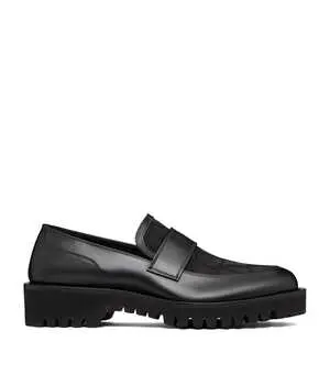 Valentino Garavani Leather Toile Iconographe Loafers