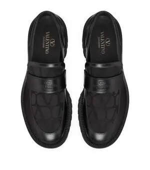 Valentino Garavani Leather Toile Iconographe Loafers