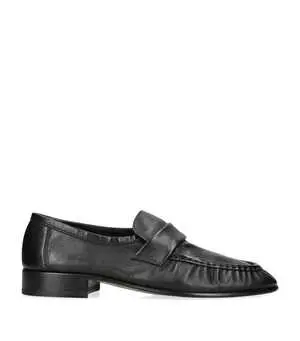 THE ROW Soft Leather Loafers - Black