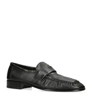 THE ROW Soft Leather Loafers - Black