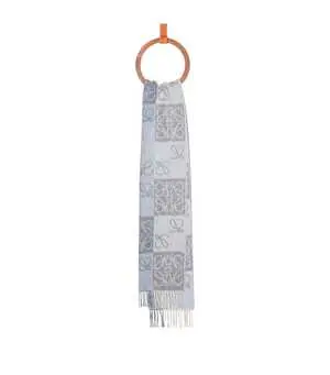 Loewe Wool-cashmere Anagram Scarf - Blue