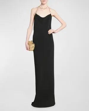 Bottega Veneta Backless Column Gown With Chain Detail
