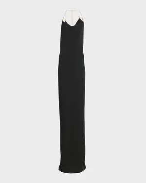 Bottega Veneta Backless Column Gown With Chain Detail