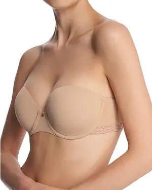 Natori Pure Luxe Strapless Contour Underwire Bra - Cafe