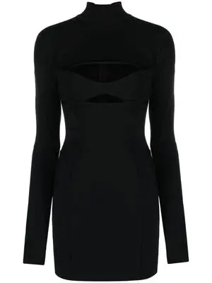 MUGLER Cut-out Panelled Mini Dress - Black