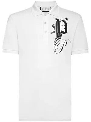 Philipp Plein Gothic Plein Cotton Polo Shirt - White
