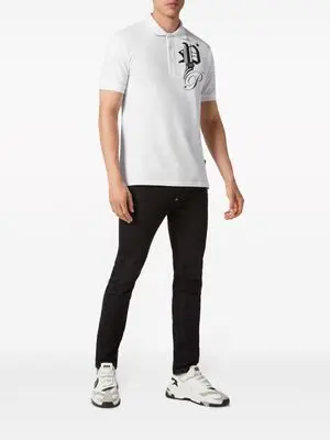 Philipp Plein Gothic Plein Cotton Polo Shirt - White