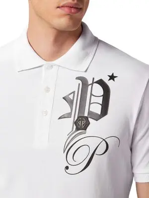 Philipp Plein Gothic Plein Cotton Polo Shirt - White