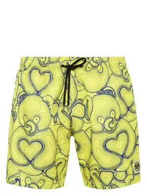 Philipp Plein Teddy Bear-print Swim Shorts - Yellow