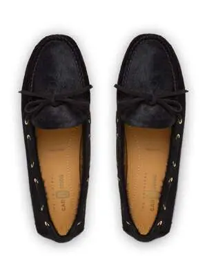 Car Shoe Calf Hair Driving Shoes - Black