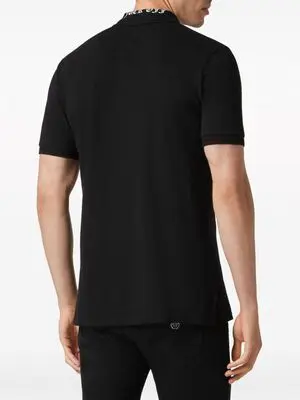 Philipp Plein Skull-print Cotton Polo Shirt - Black