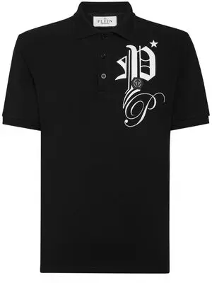 Philipp Plein Gothic Plein Cotton Polo Shirt - Black