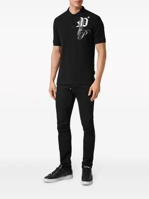 Philipp Plein Gothic Plein Cotton Polo Shirt - Black