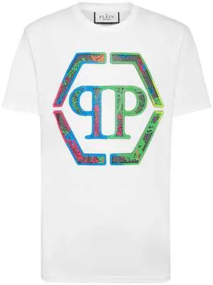 Philipp Plein Logo Crystal-embellished Cotton T-shirt - White