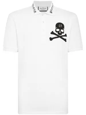 Philipp Plein Skull-print Cotton Polo Shirt - White