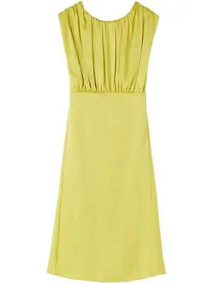 JIL SANDER Gathered Sleeveless Midi Dress - Green