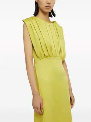 JIL SANDER Gathered Sleeveless Midi Dress - Green