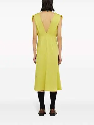JIL SANDER Gathered Sleeveless Midi Dress - Green