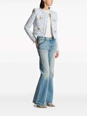 Balmain Gingham Tweed Jacket - Blue