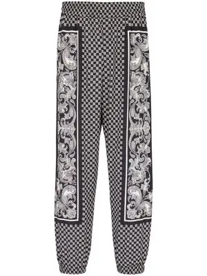 Balmain Monigram-print Elasticated-waistband Track Pants - Black