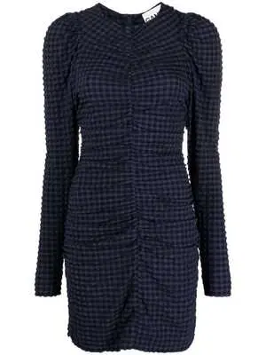 GANNI Checkered Seersucker Mini Dress