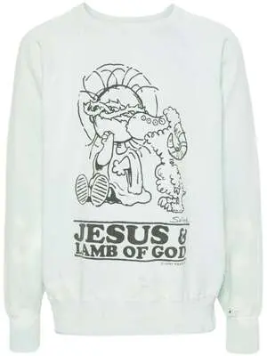 SAINT MXXXXXX Distressed Graphic-print Sweatshirt