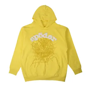 SP5DER Logo And Web Print Hoodie - Yellow