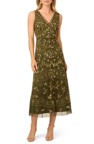 Olive Embellished Cocktail Dress