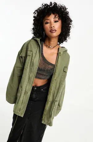 Asos Hooded Cotton Twill Parka
