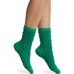 HIGH HEEL JUNGLE Dot Texture Crew Socks - Kelly Green