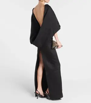 Attico Caped Silk Midi Dress